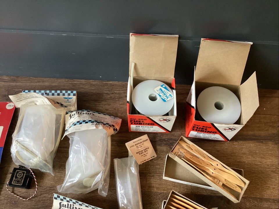 NOS R/C Airplane Parts Lot Astro Flight Motors Wheels Propellers Fuel ...