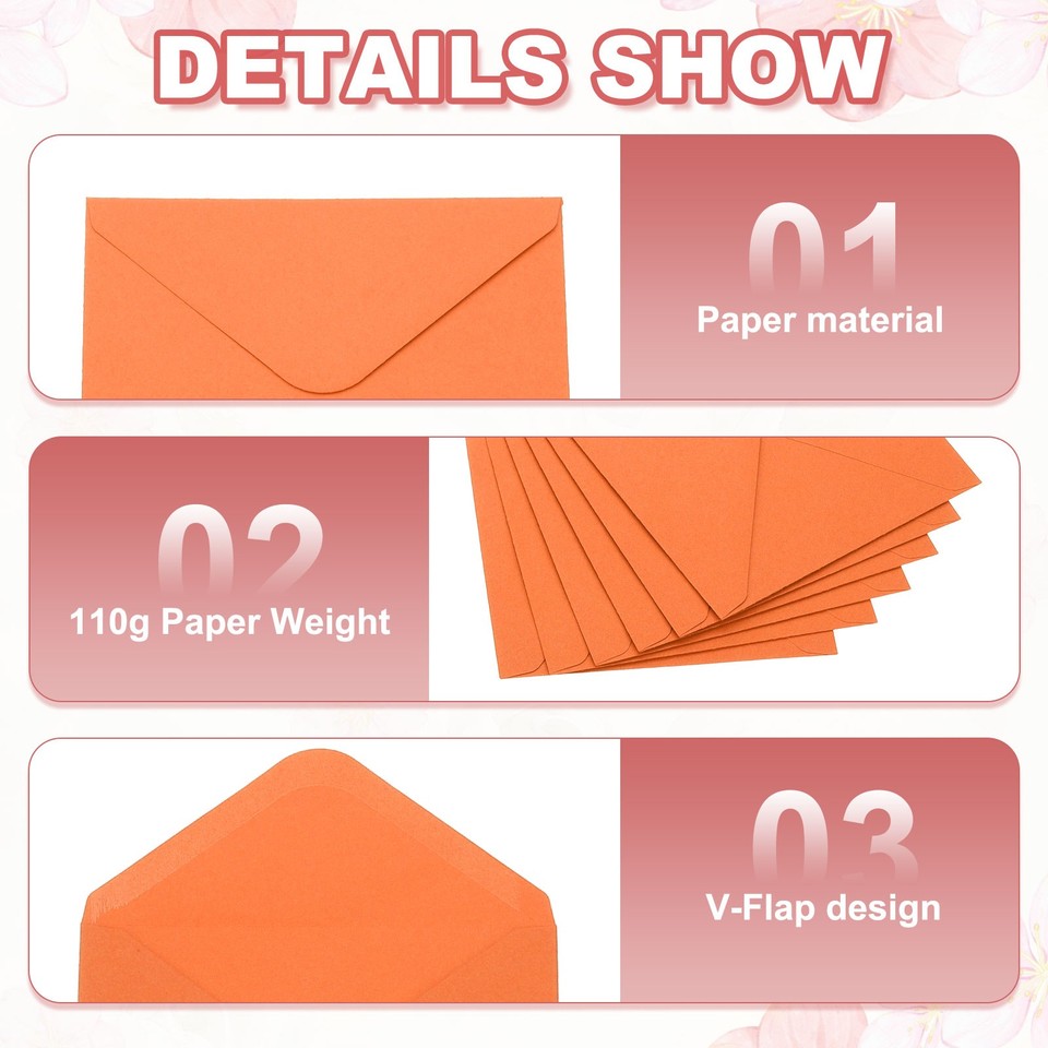 50 Pcs 7x5 Inch Invitation Envelopes V-Flap Greeting Card Orange | eBay