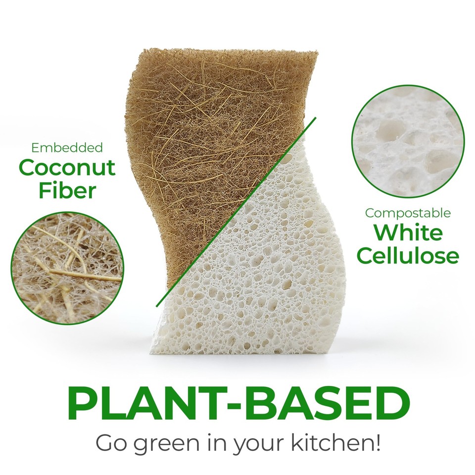 Biodegradable Natural Kitchen Sponge - Compostable Cellulose and ...
