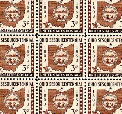 1953 - OHIO STATEHOOD - #1018 Full Mint -MNH- Sheet of 70 Postage ...