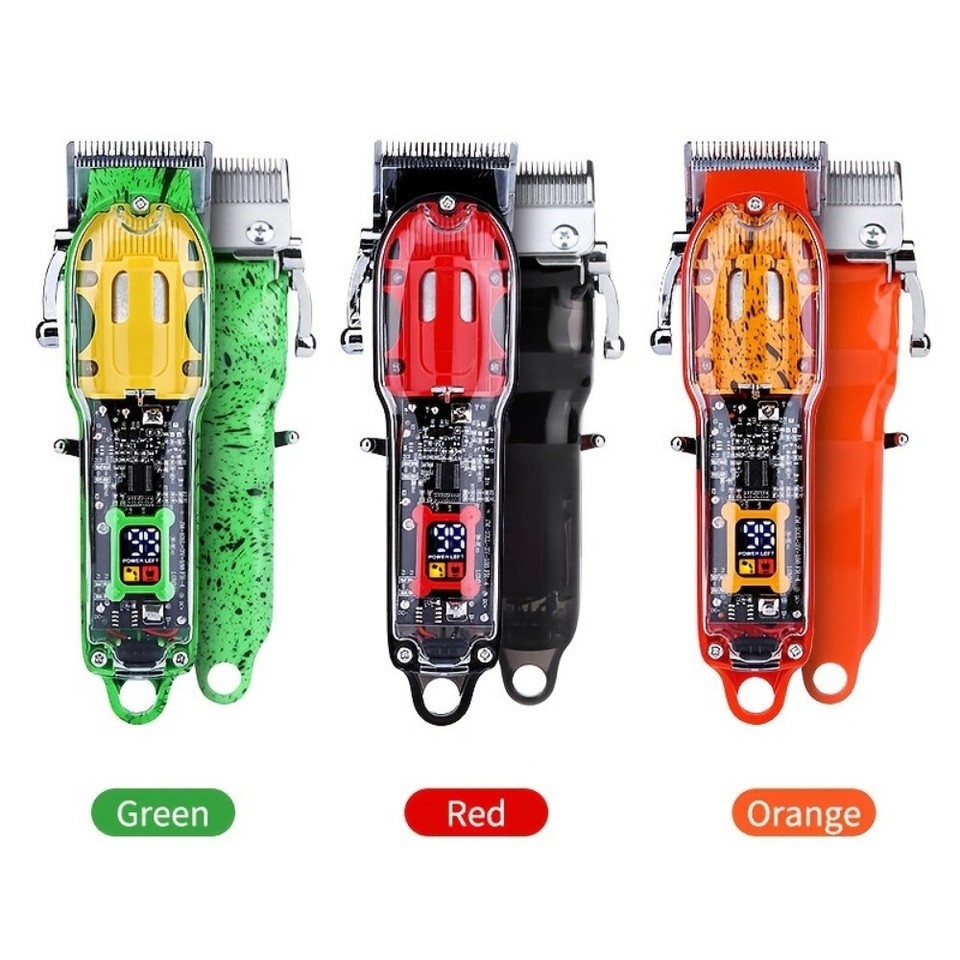 Professional Cordless Electric Transparent Hair Clipper for Men with ...