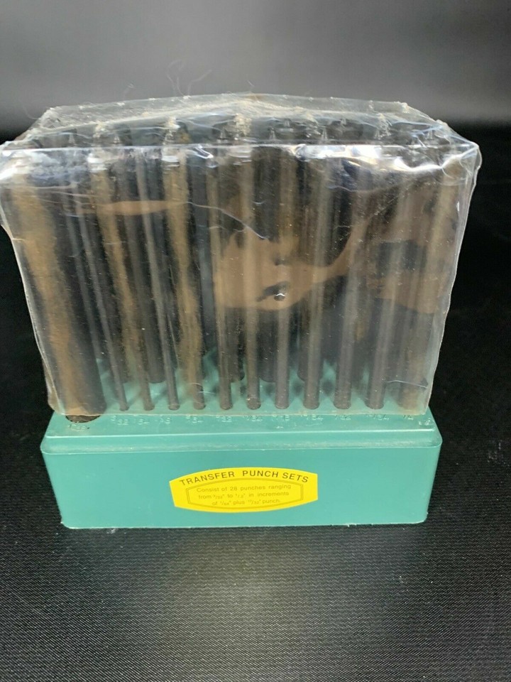 TRANSFER PUNCH SET 28 Pc 3/32 to 1/2 In Stand, Unbranded Heavy Duty EUC ...