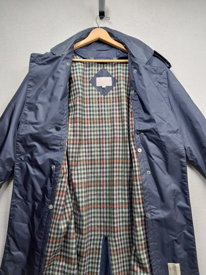 VTG Daniel Black Trench Rain Coat Womens 18 Navy Blue Removable Lining ...