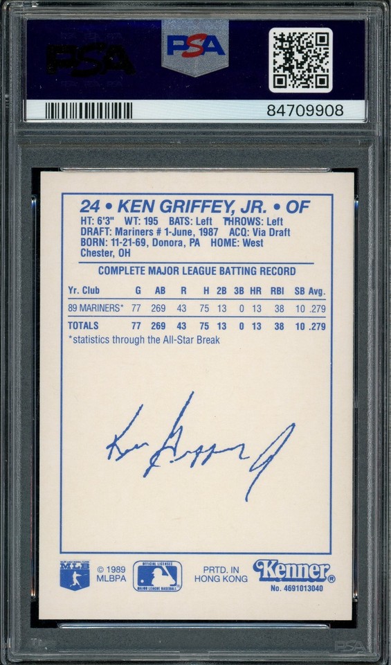 1990 Kenner Starting Lineup B &W Border Ken Griffey Jr. PSA 9 POP 32 w ...