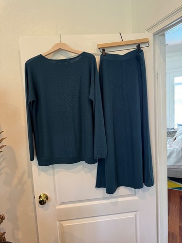 Misook Cashmere Sweater & Skirt Set Deep Teal Color Size XL | eBay