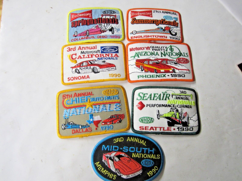 NHRA Original 1990 Seven Different National Event Drag Racing Patches ...
