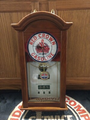 VINTAGE STYLE GAS PUMP FACE WALL CLOCK RED CROWN PETOLEUM TOKHEIM ...