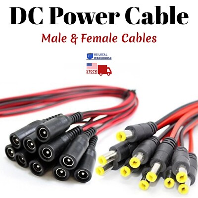 DC Power Pigtail Cable Male Female Connector Copper 18AWG 12V 5A Plug ...