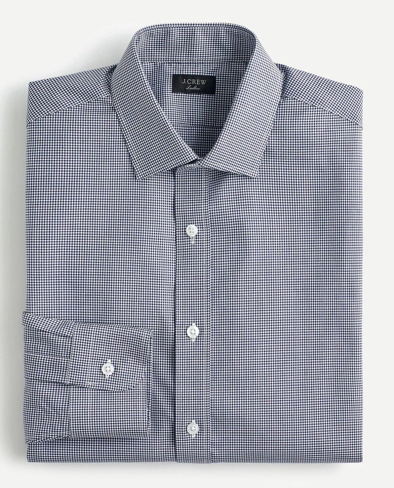 J. CREW Ludlow Classic Cotton Poplin Dress Shirt In Micro Gingham Navy ...
