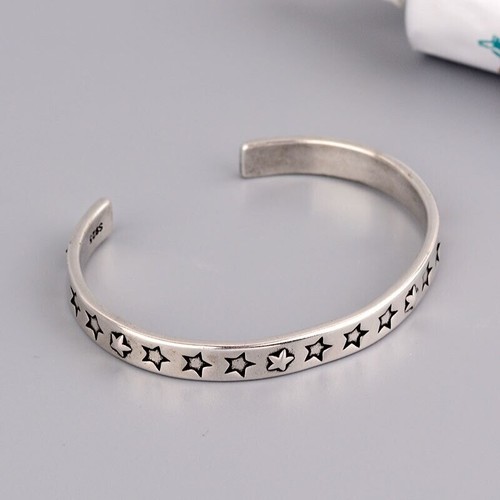 925 Sterling Silver Retro Elegant Carved Cuff Bracelet Bangle Jewelry ...