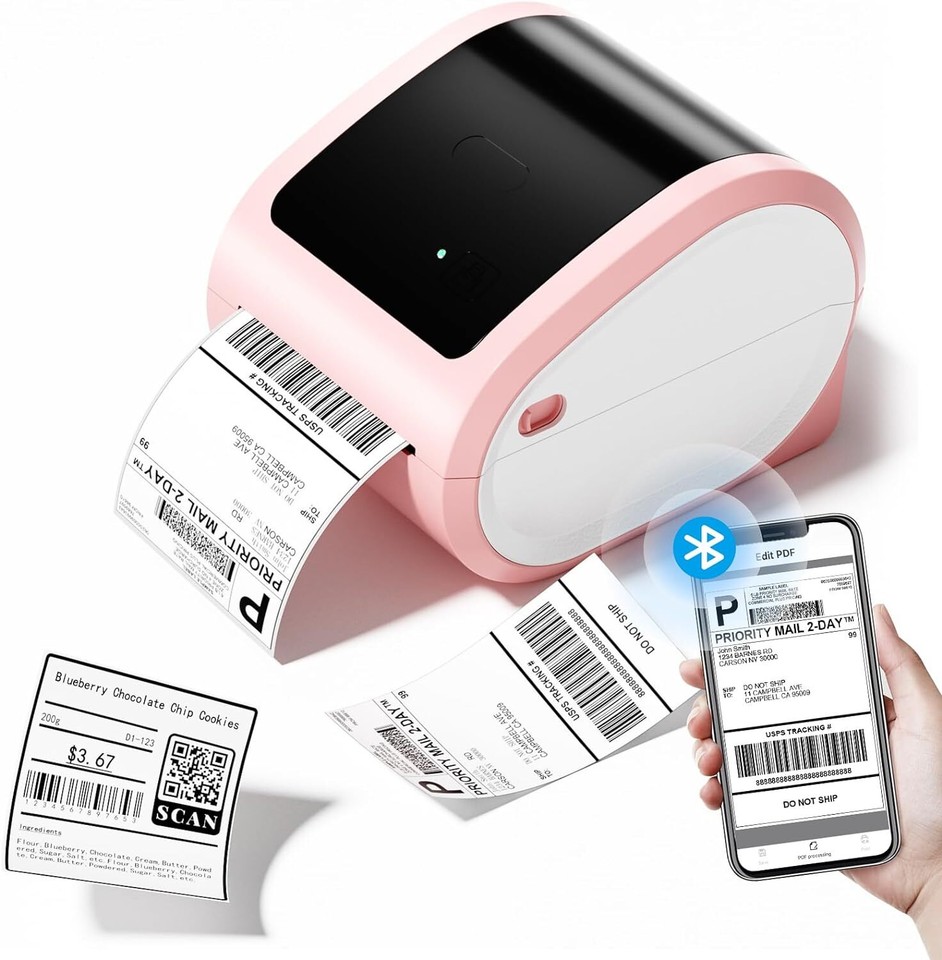 Bluetooth Thermal Label Printer 4x6 Shipping Desktop Wireless Label ...