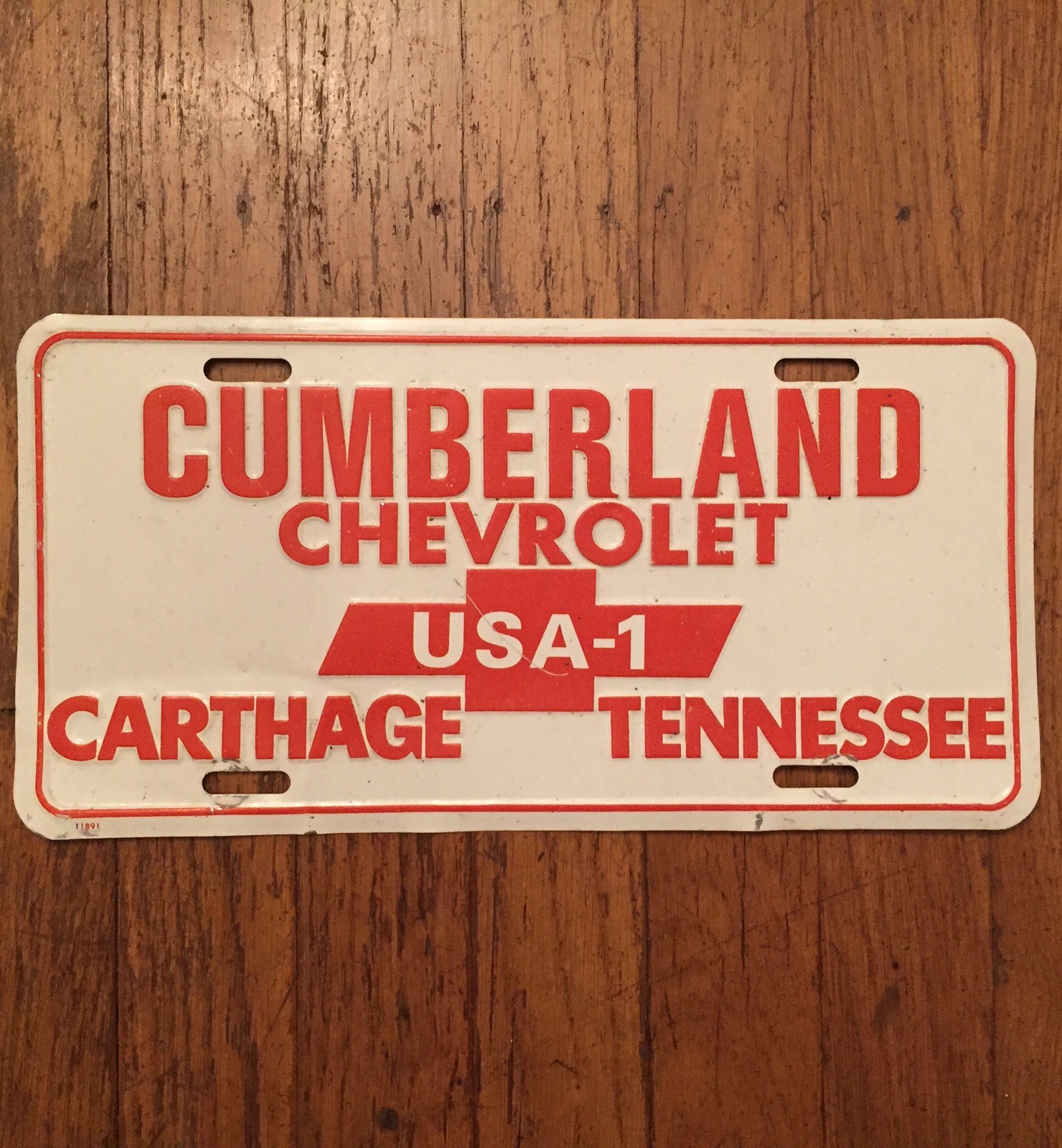 CUMBERLAND CARTHAGE TENN USA 1 CHEVROLET FACTORY DEALER BOWTIE LICENSE ...