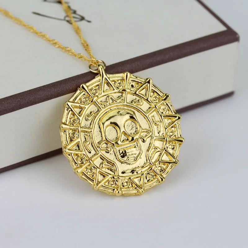 Pirates of the Caribbean Aztec Skull Coin Cursed Medallion Necklace | eBay