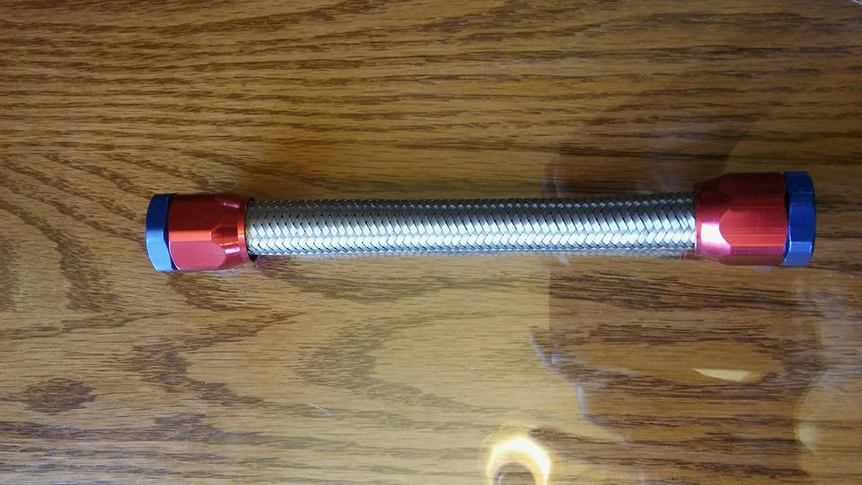 Hose Braided Stainless Steel Fuel Line 5/16" I.D. x 7" long Red Blue ...