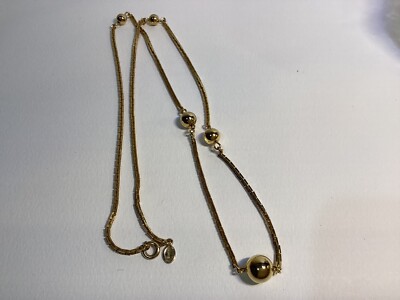 Avon Chain Vintage 25” Goldtone Necklace with Stationary Beads ...