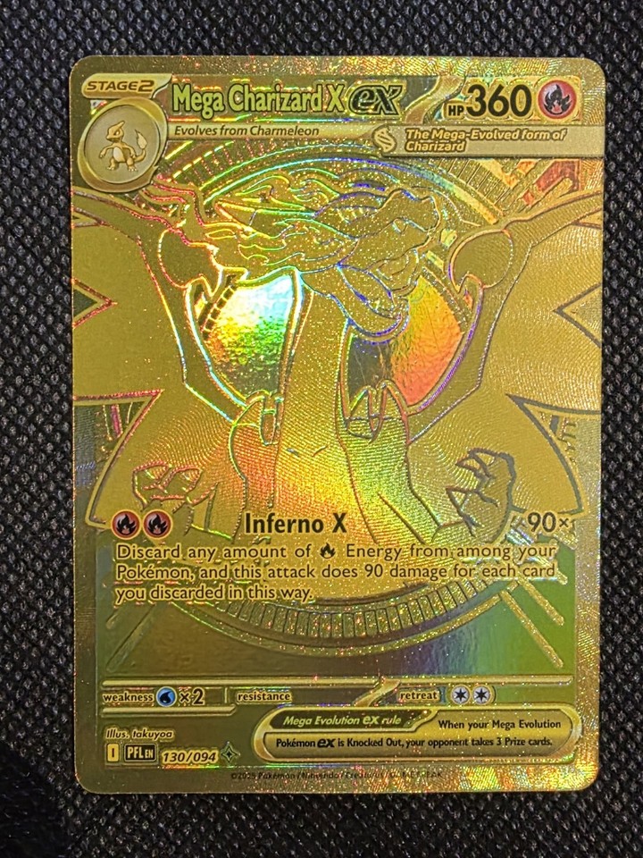 Pokemon TCG Phantasmal Flames Mega Charizard X EX 130/094 - Gold Mega ...