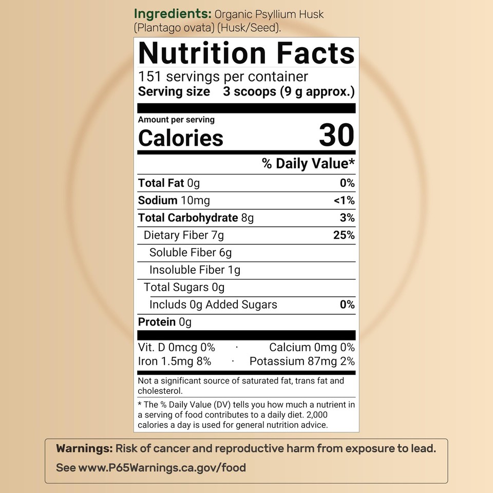 NatureBell Psyllium Husk Fiber Powder – 9,000mg per Serving, 3lb (48oz ...