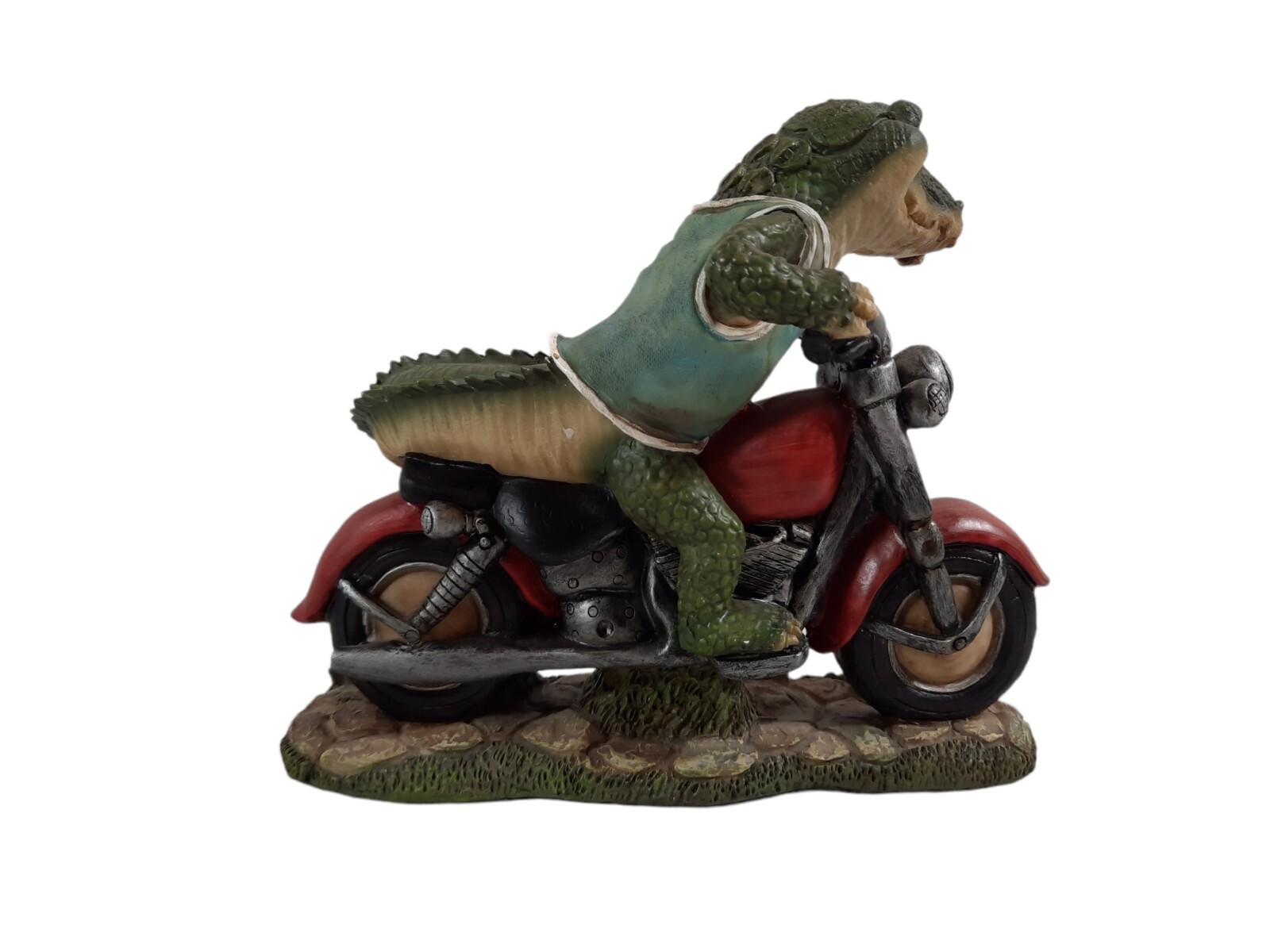 7"W CROCODILE ALLIGATOR Riding Motorcycle CIGAR Statue Funny Animal ...