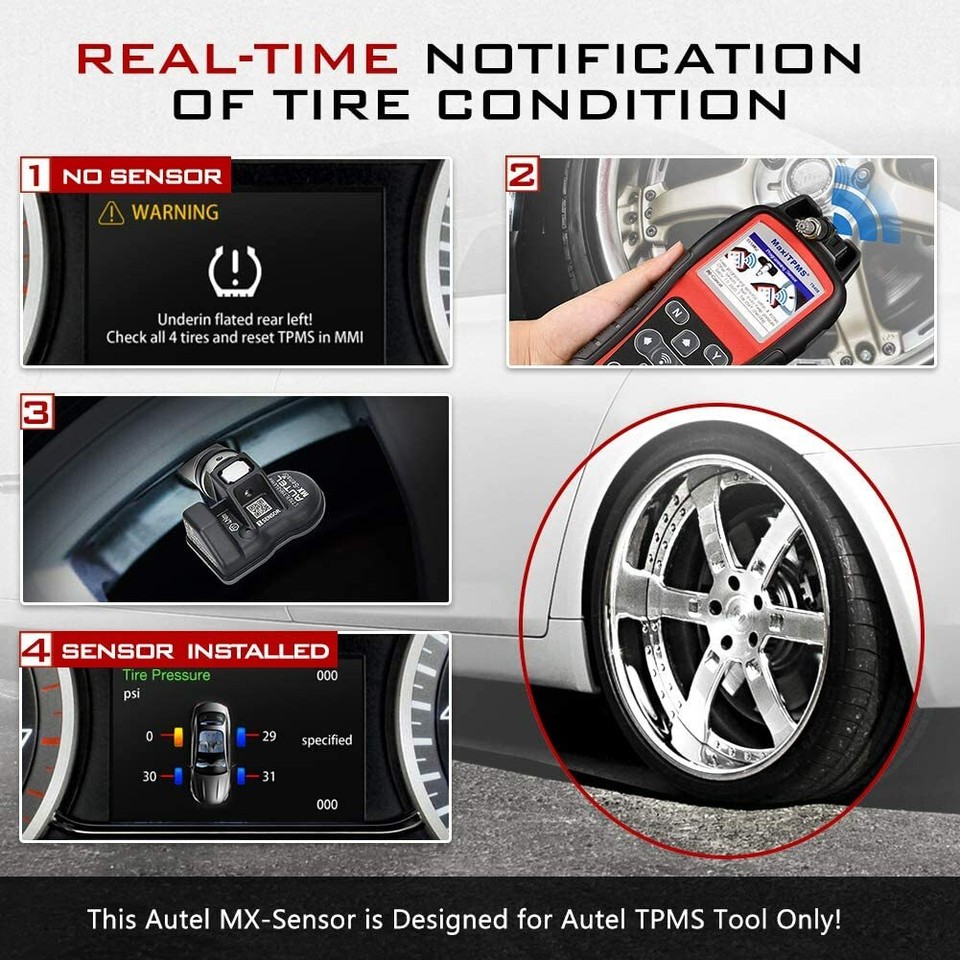 Autel TPMS MX-Sensor 315MHz & 433MHz 2 in 1 Auto Tire Pressure Sensor ...