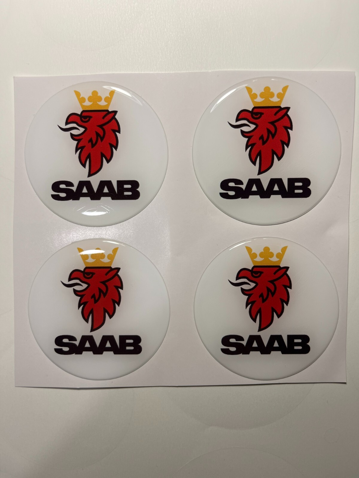Set of 4 pcs SAAB Center Wheel Cap Stickers Decal Rims Emblem Logo Gas ...
