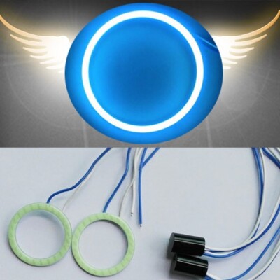Bright Ice Blue 2X 50mm 30leds 5Watt Mini COB LED Angel Eyes Halo Ring ...