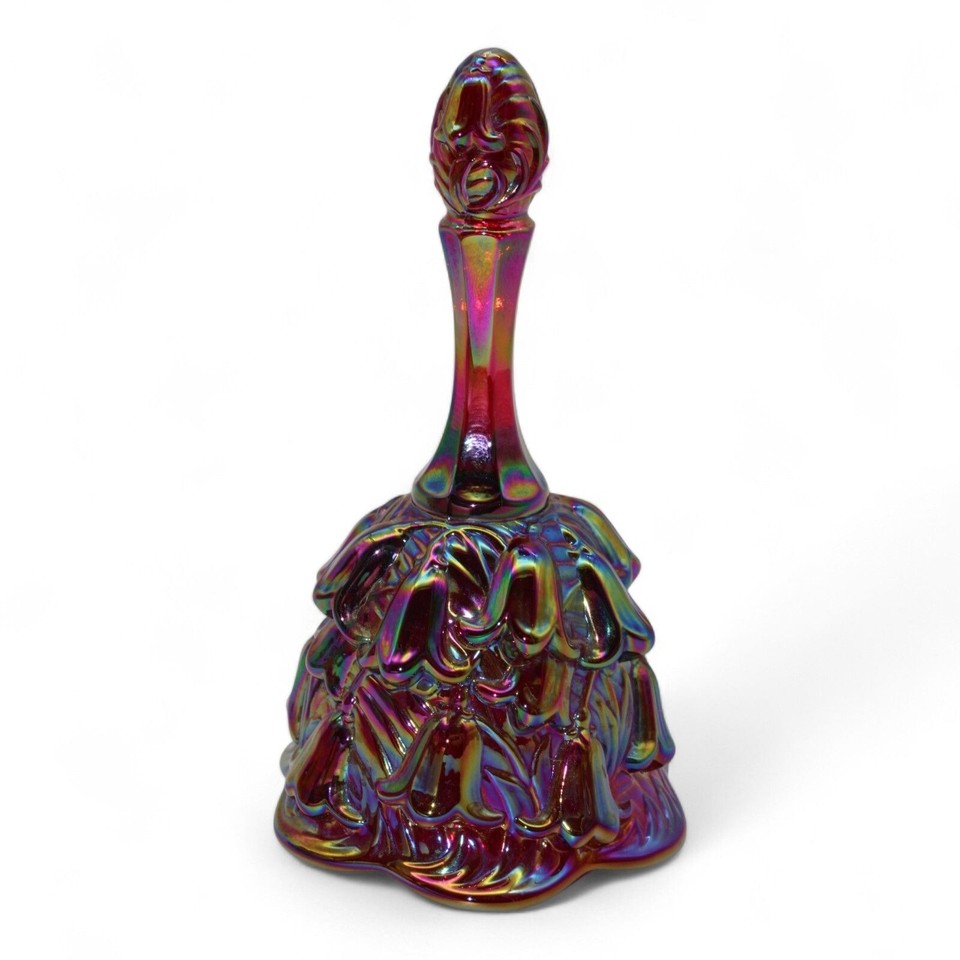 Fenton Ruby Red Carnival Glass Bell Missing Clapper Handmade USA ...