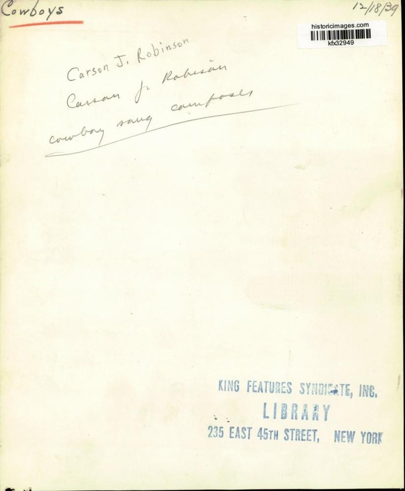 1939 Press Photo Carson J. Robinson, Cowboy Song Composer - kfx32949 ...