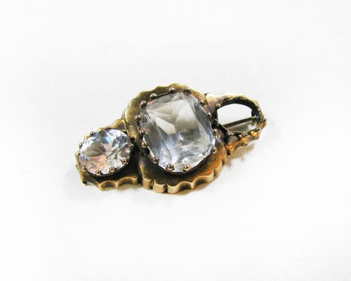 Vintage 9K Solid Gold Victorian Edwardian Georgian Crystal C-Clasp ...