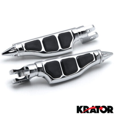 Front Rider Foot Rest Pegs Chrome Black Spike Stiletto Yamaha Cruiser ...