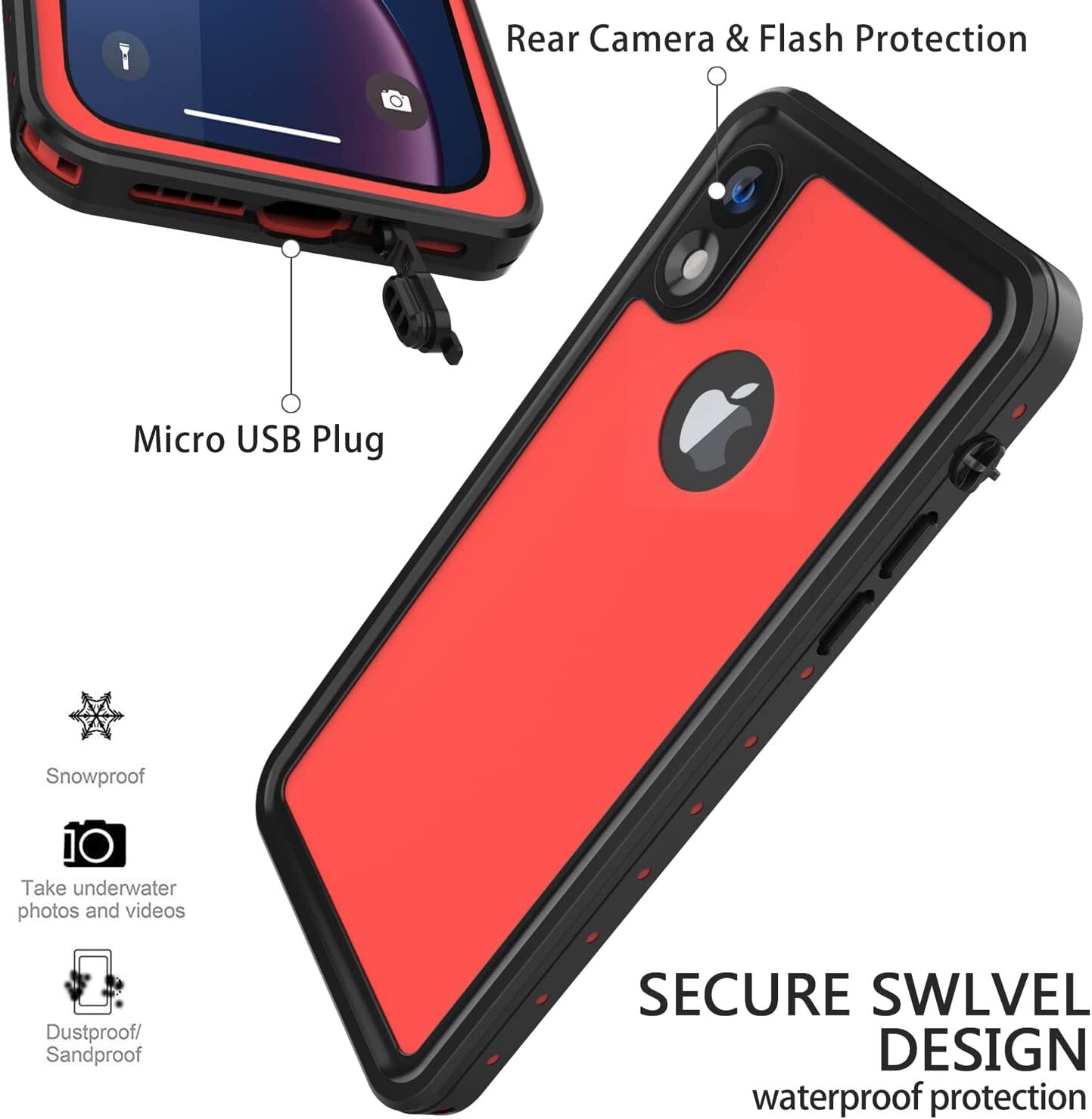 For iPhone XR Waterproof Case Tough Shockproof Cover w/ Screen ...