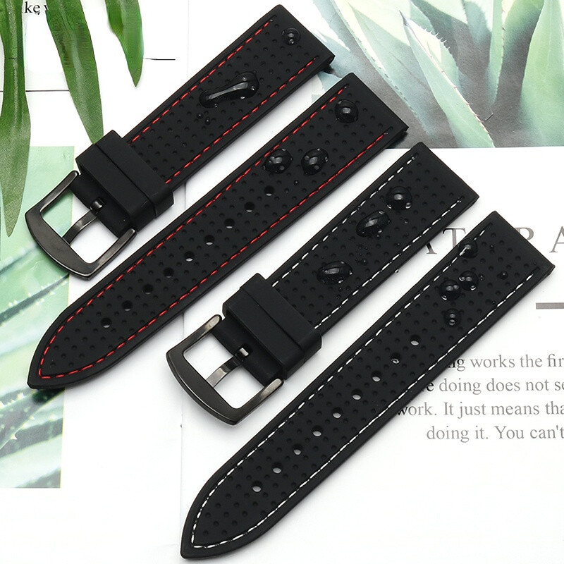 Universal Silicone Watch Band Strap Rubber Waterproof Men's Black 19 ...