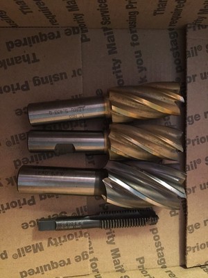 3 Assorted End Mills-Tap 1.000 hss 320950 -1" hss-1 1/4 hs- 1/2 tap usa ...