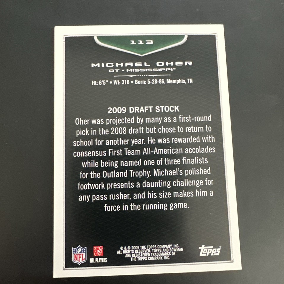 2009 Bowman Draft Picks Michael Oher #113 Rookie RC “The Blindside “ | eBay