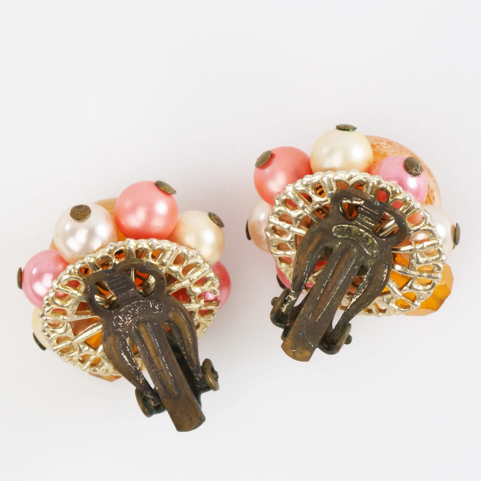 Vintage Beaded Cluster Clip Earrings | eBay