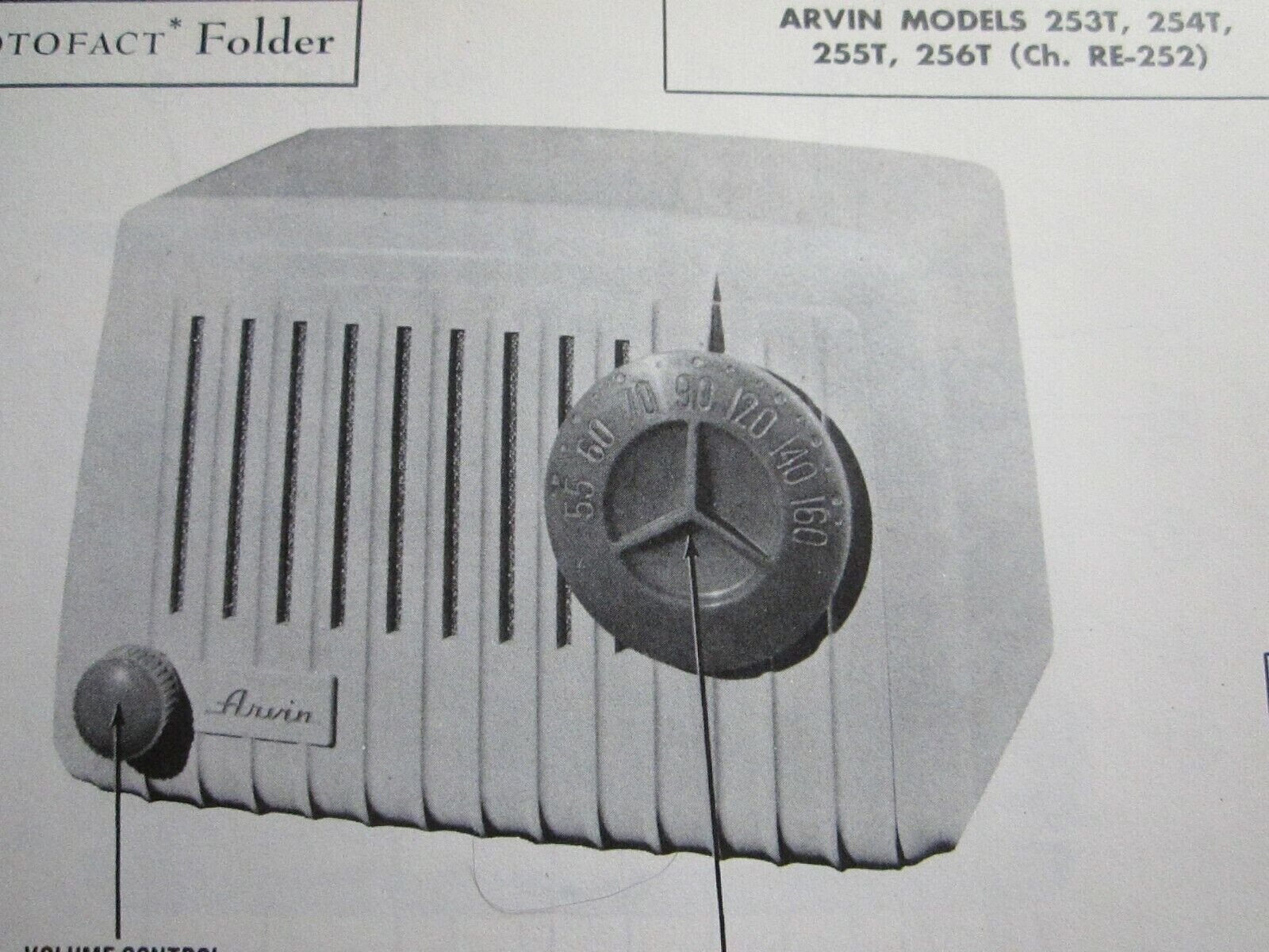 ARVIN 253T, 254T, 255T, & 256T (CHASSIS RE-252) RADIO PHOTOFACT | eBay
