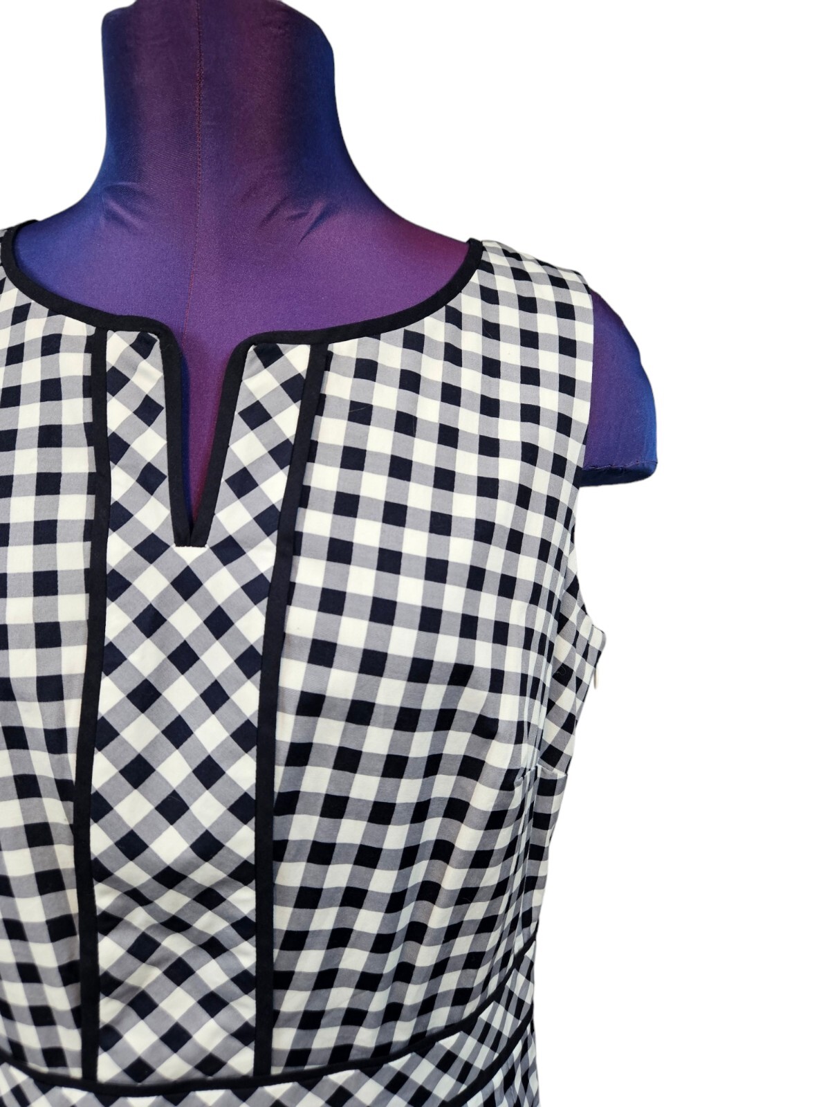 NWT Talbots Navy & White Gingham Fit & Flare Dress Size 10P Women's ...