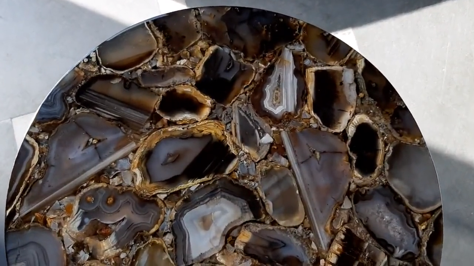 Black Wild Agate Dining Center Top, Living Room Round Agate Table Decor | eBay