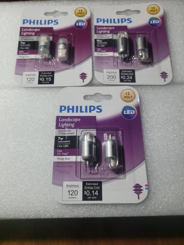 THREE Packs Of Philips 2W/18W T5 Wedge Base 12V LED Landscape Bulbs (6 ...