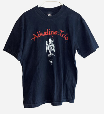Vintage 2000s Y2K Alkaline Trio Emo Black Red White Skeleton T Shirt | eBay