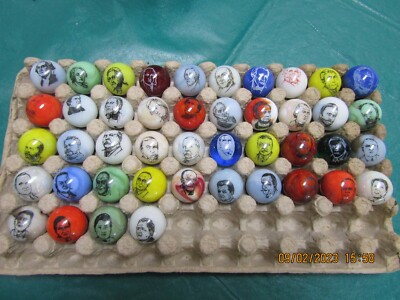 VINTAGE RARE SET OF 44 GLASS MARBLES WITH PRESIDENTS FACES & INFO. | eBay