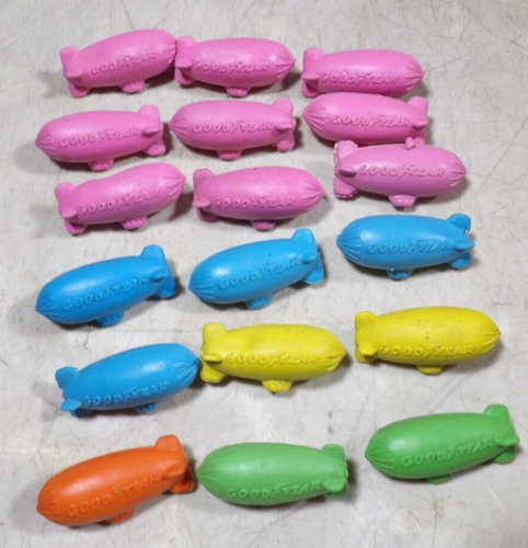 18 VTG Goodyear Blimp Figural Pencil Erasers Gas & Oil Various Colors ...