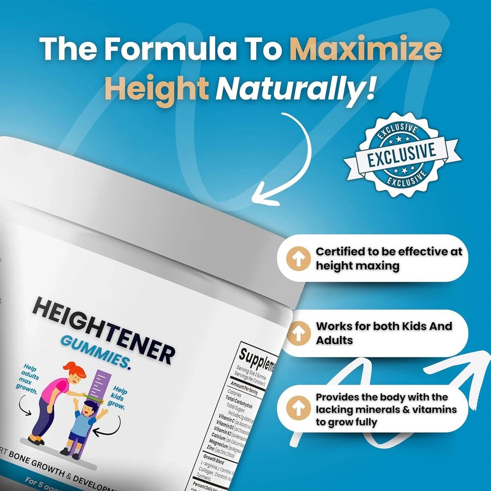 New Heightener Gummies - Natural Height Growth Supplement for Kids ...