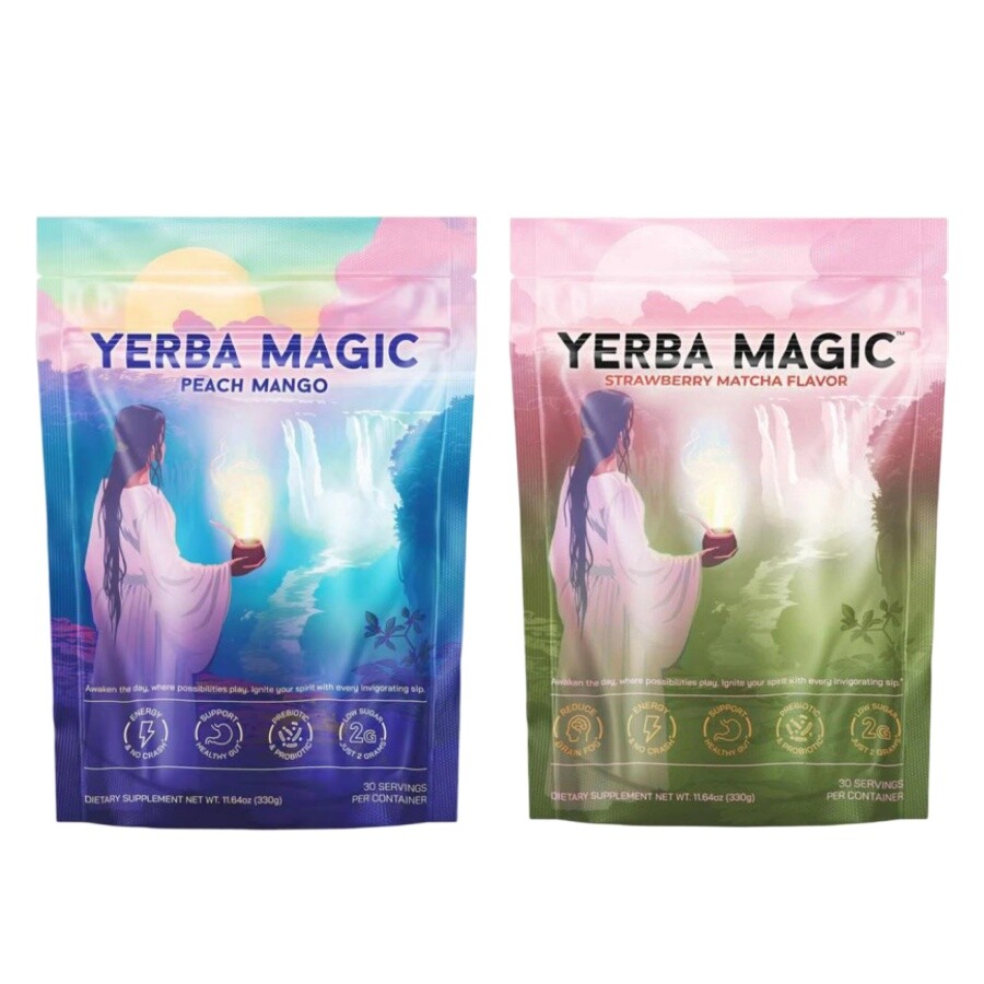 Yerba Magic Yerba Mate Instant Tea Powder - Peach Mango Flavors - 30 ...