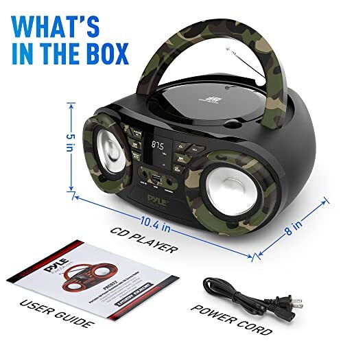Pyle Portable CD Player - 50W Max/ Bluetooth 5.0/ AM/FM Stereo Radio | eBay