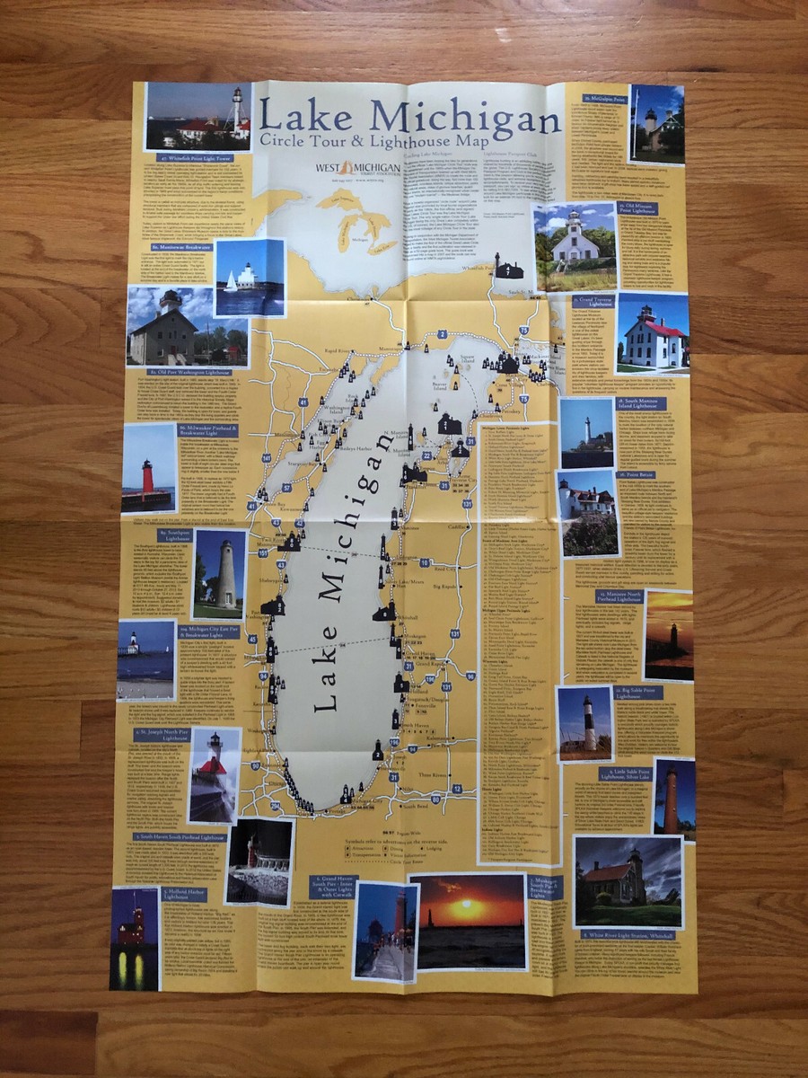 Lake Michigan Circle Tour Map Lake Michigan Lighthouse Map & Circle