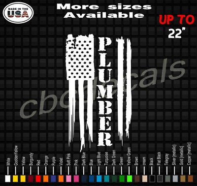 Plumber American Flag Vinyl Decal Sticker | Plumber Decals / Stickers ...