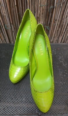 Ralph Lauren Womens Green Leather Snakeskin Kailee Stiletto Heels Pumps ...