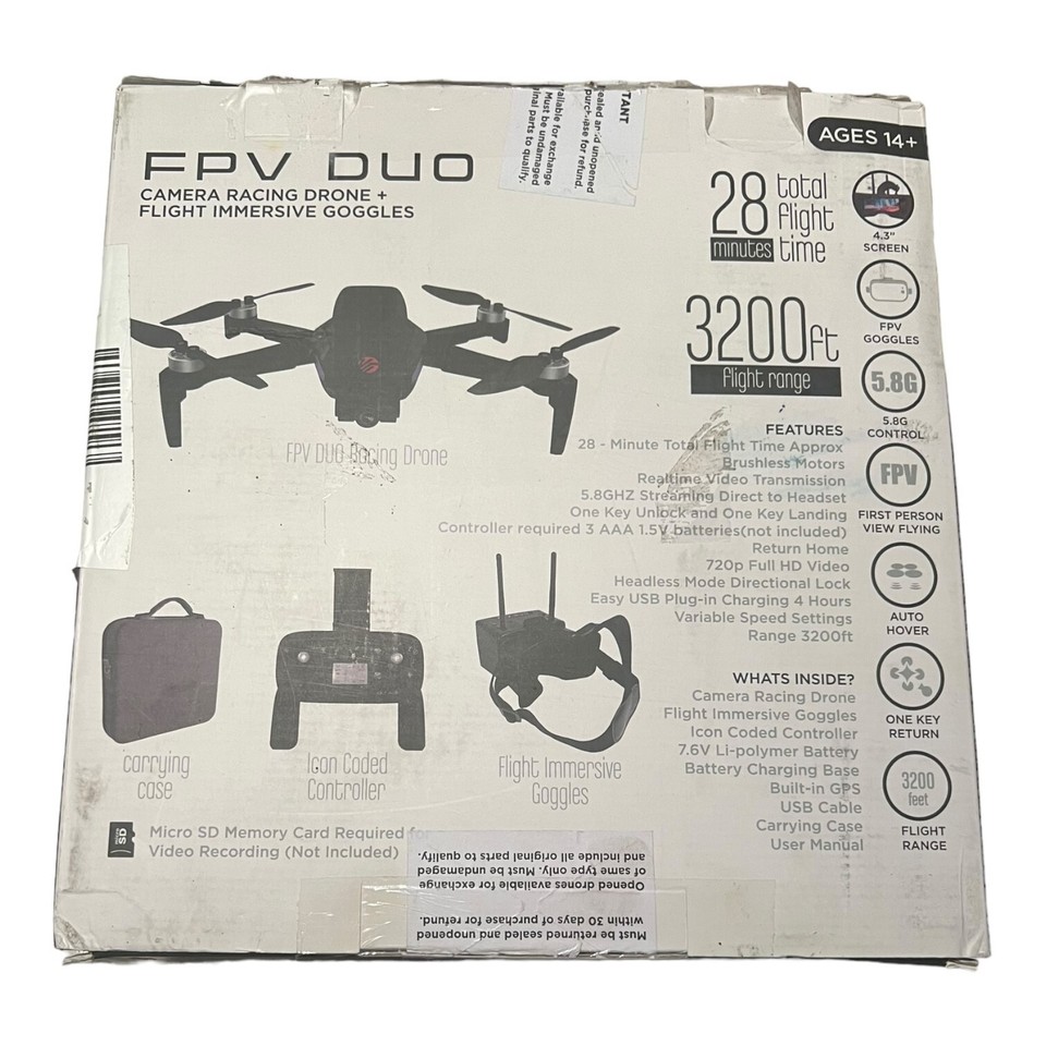 FPV Duo Camera Racing Drone with Flight Immersive Goggles | eBay
