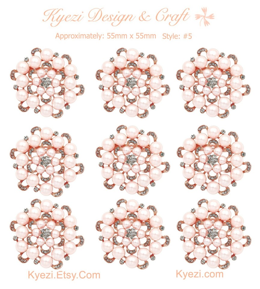 9pcs Rose Gold Gorgeous High Quality Pearl Crystal Rhinestone ...