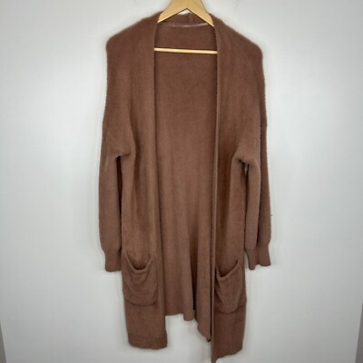 Sioni Open Front Fur Fuzzy Duster Cardigan Sweater Dusty Pink L | eBay